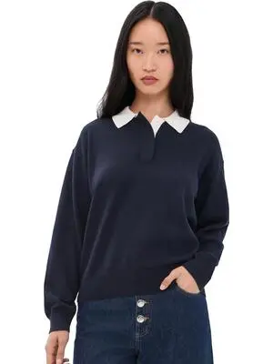 ALEX MILL Bond Street Cashmere Polo Top - Navy