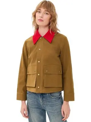 The Great. The Swingy Jacket - Rust With Bright Red