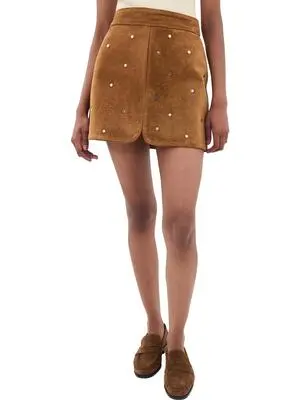 Hunter Bell Dottie Suede Skirt - Saddle