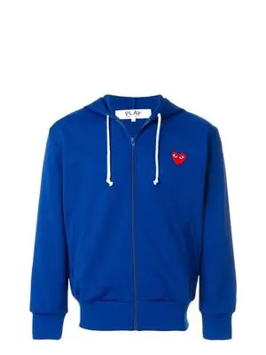 Play Comme Des Garcon Zip-up Hoodie With Heart Logo - Blue