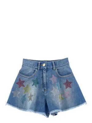 MONNALISA Monnalisa Star Embellished Denim Shorts