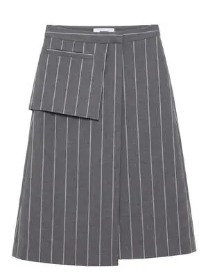 RITA ROW Pinstriped Midi Skirt - Grey