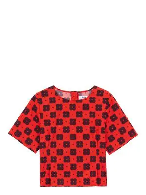 RITA ROW Vero" Printed Short Sleeve Top - Red