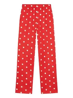 RITA ROW Embroidered Floral Straight-leg Pants - Red