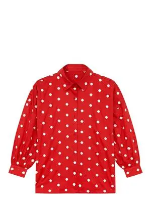 RITA ROW Lucca Embroidered Floral Shirt - Red