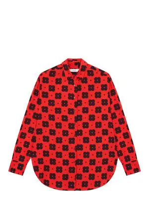 RITA ROW Graphic Floral Print Long Sleeve Shirt - Red
