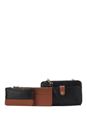 MKF COLLECTION - J'OMOR Muriel Crossbody Bag & Card Holder Set - Black