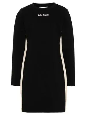 Palm Angels Logo Print Side Stripe Dress - Black