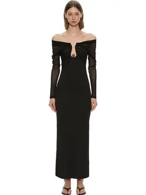 CHRISTOPHER ESBER CHRISTOPHER ESBER Orbit Ruched Sheer Rib Column Dress