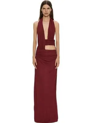 Christopher Esber CHRISTOPHER ESBER Draped Cummerbund Jersey Maxi Dress Wine