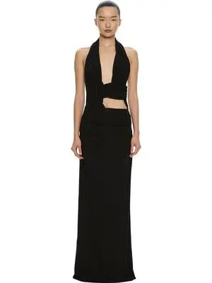 Christopher Esber CHRISTOPHER ESBER Draped Cummerbund Jersey Dress Black