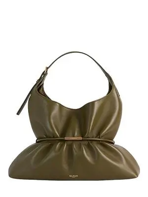 Balmain Balmain Sphynx Medium Bag In Smooth Leather Green