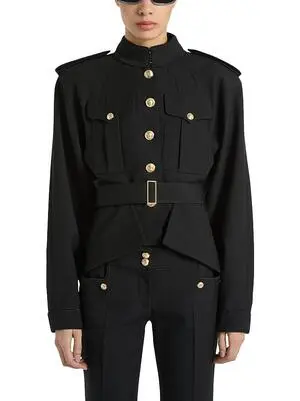 Balmain Wool Peplum Jacket - Black