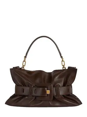 Balmain Balmain Anthem Medium Bag In Smooth Leather Dark Brown
