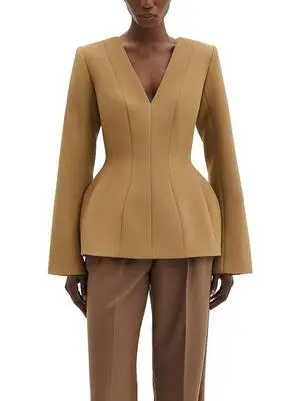 MALINA Ninni Cut-out Shoulder Hourglass Top - Camel