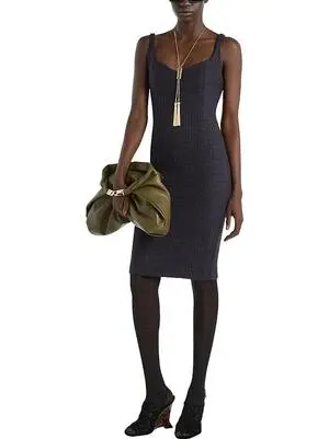 Balmain Tweed Dress With Spaghetti Straps - Blue