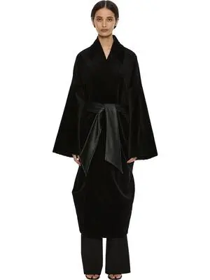 Christopher Esber Manor Corduroy Wrap Coat With Leather Belt - Black