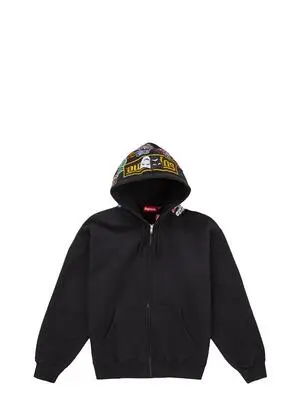 Supreme Patches Zip Up Hooded Sweatshirt - Black