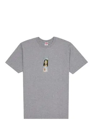 Supreme Prayer Card Box Logo Tee Shirt Heather Grey