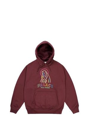 PALACE Pray For Us Embroidered Hooded Sweatshirt - Maroonish