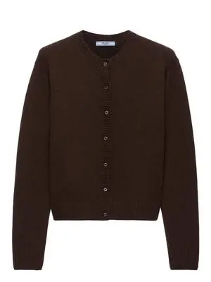 Prada Prada Ribbed Cardigan Dark Brown