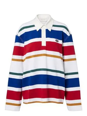 AMI Paris Striped Oversized Cotton Polo Shirt - Multicoloured