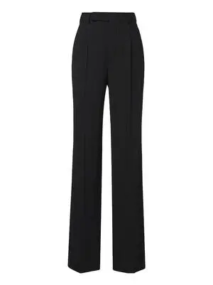 Saint Laurent Pinstriped Wool-blend Straight-leg Trousers - Black