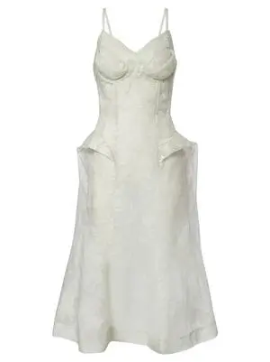 Alexander McQueen Peplum Silk Lace Corset Dress - Green