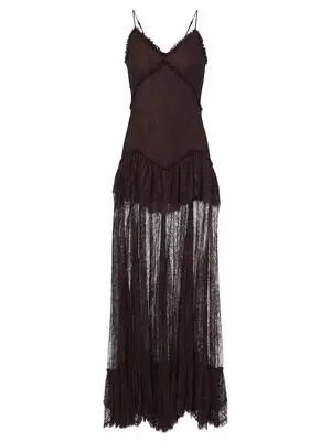 DE LA VALI Kala Tiered Lace Maxi Dress - Brown