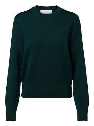 AMI Paris De Coeur Virgin Wool Sweater - Green