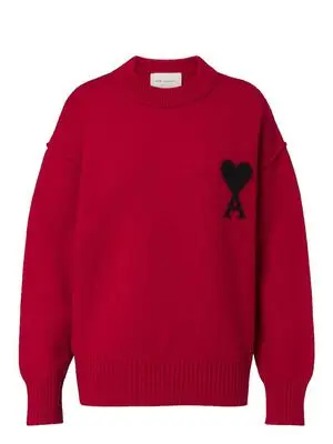 AMI Paris De Coeur Virgin Wool Sweater - Red