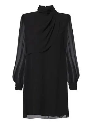 Valentino Garavani Draped Silk Georgette Minidress - Black