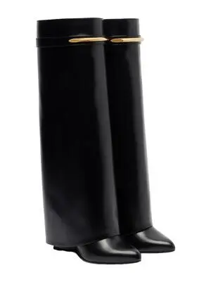 Givenchy Shark Leather Knee-high Boots - Black
