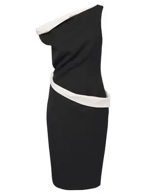 RÓHE Paneled One-shoulder Wool-blend Midi Dress - Black
