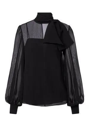 Valentino Garavani Silk-blend Chiffon Blouse - Black