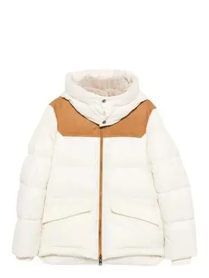 KIRED Padded Jacket With Suede Panels - Beige