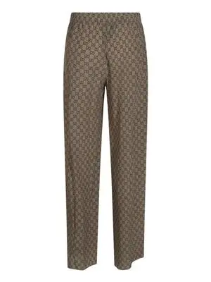 Gucci Gucci GG Monogram Silk Leisure Pants Beige