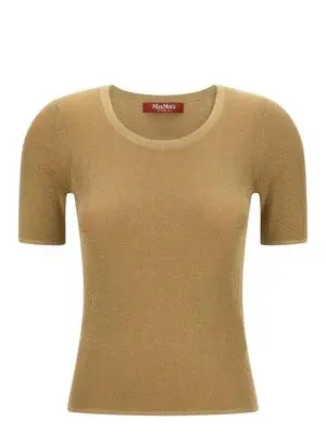 Max Mara Max Mara Studio Short Sleeve Knit Top Metallic