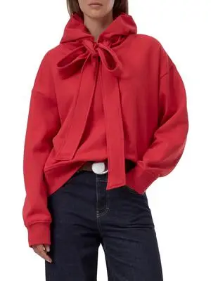 Closed Tie Neck Hoodie - Red