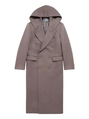 Balenciaga Hooded Tailor Coat In Wool Gabardine - Grey
