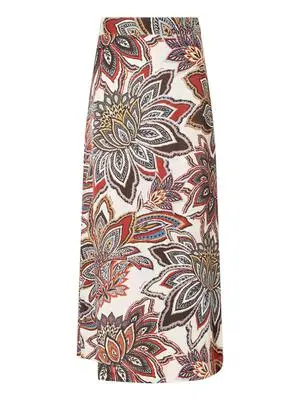 Farm Rio Floral-print Satin Maxi Skirt - Multi