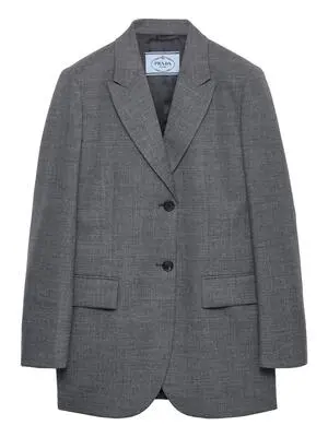 Prada Single-breasted Mélange Hopsack Jacket - Grey