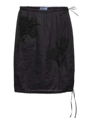 Prada Embroidered Organdy Midi-skirt - Black
