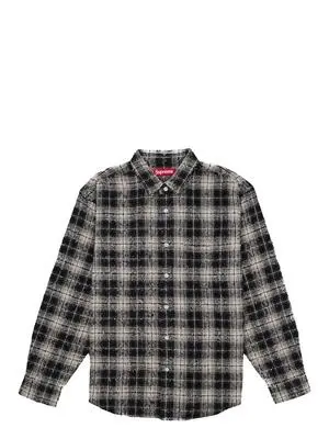 Supreme Frayed Textured Plaid Shirt - Black