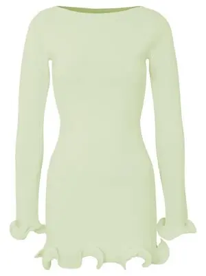 SAME Long Sleeve Ruffle Hem Mini Dress - Mint
