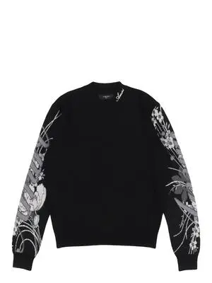 Amiri Floral Arm Print Long Sleeve T-shirt - Black