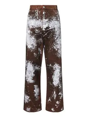 BASKETCASE Paint Splatter Cotton Denim Jeans - Brown