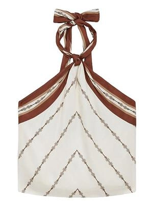 REISS Jayce Halter-neck Satin Top - Ivory