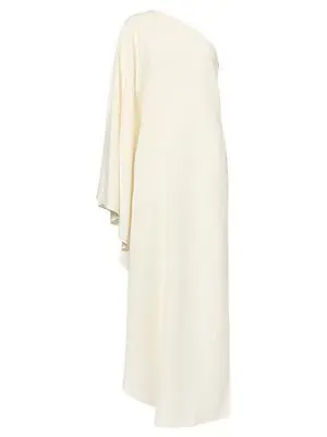 TALLER MARMO Asymmetric Cape Effect Crepe Midi Dress - Latte