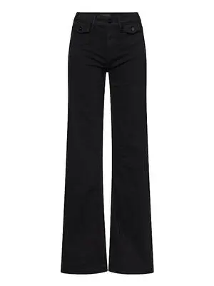 Paige Patch-pocket Wide-leg Stretch-denim Jeans - Black Shadow